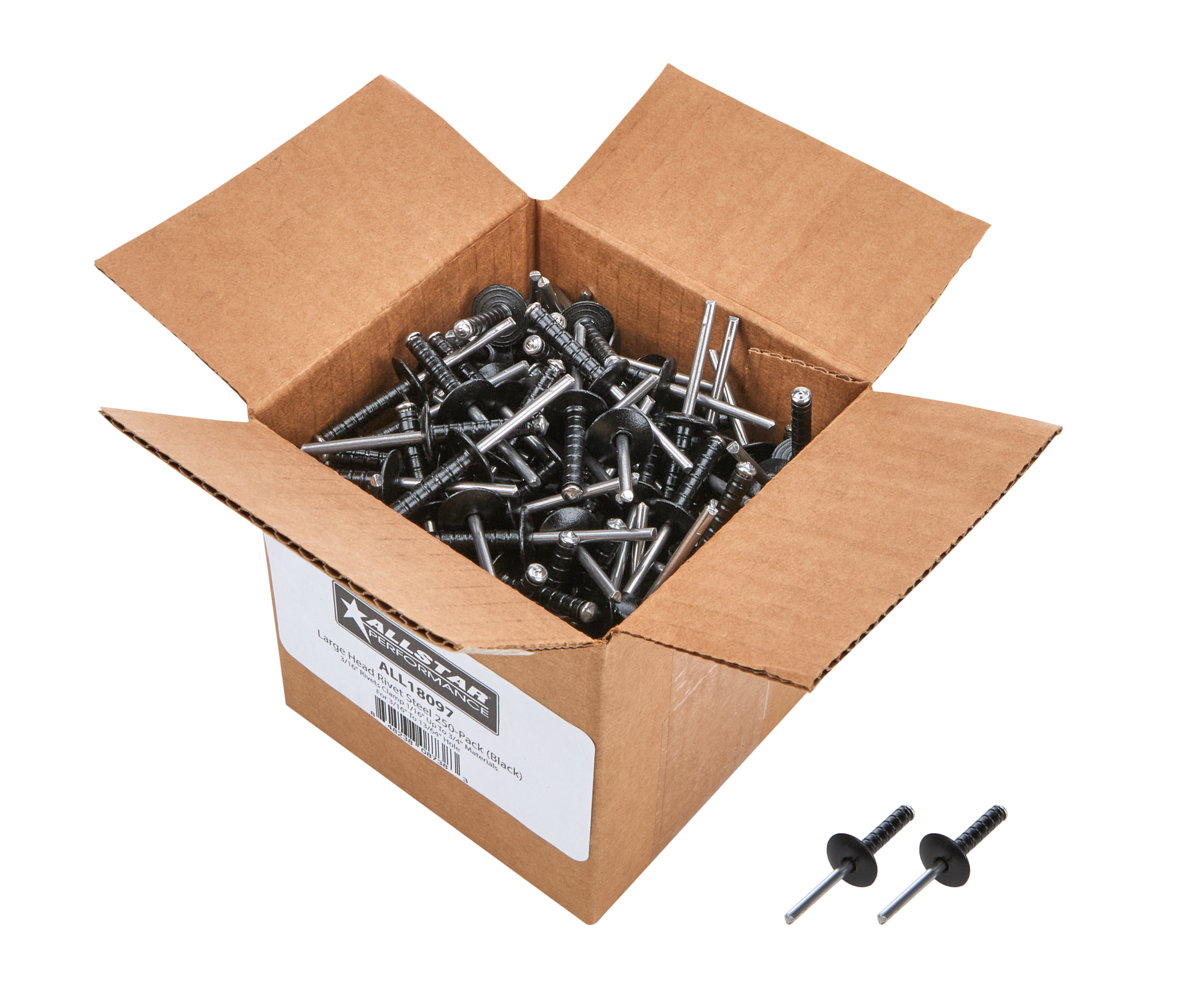 ALLSTAR PERFORMANCE Lg Hd Rivet Black 250pk Multi Grip ALL18097