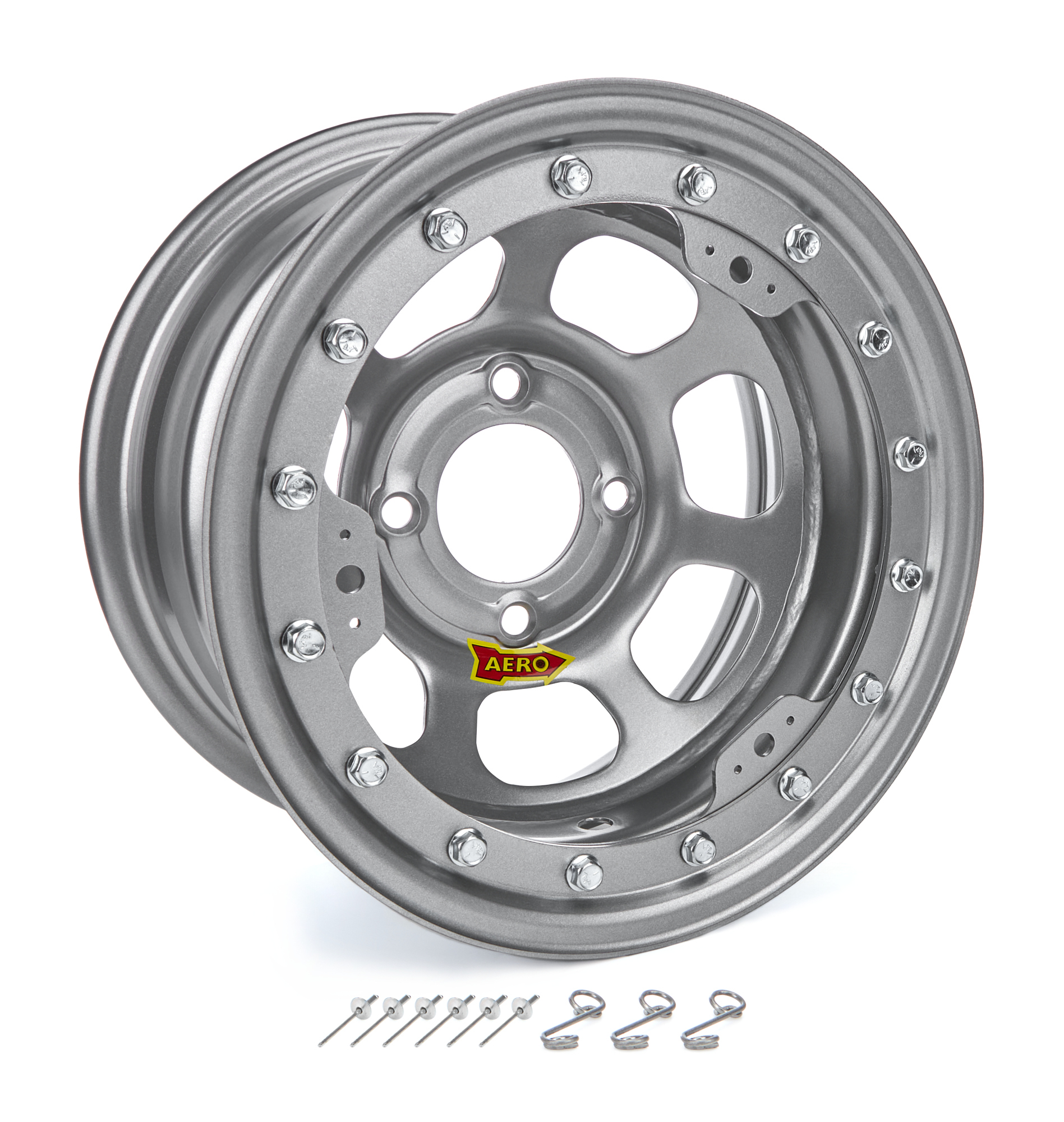 AERO RACE WHEELS 13x7 2in. 4.50 Silver Beadlock Wheel 33-074520S
