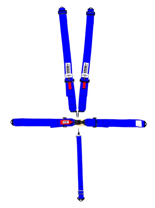 CROW SAFETY GEAR 5-Pt Harness Small Latch Blu Bolt in Blk Hardware 11003B
