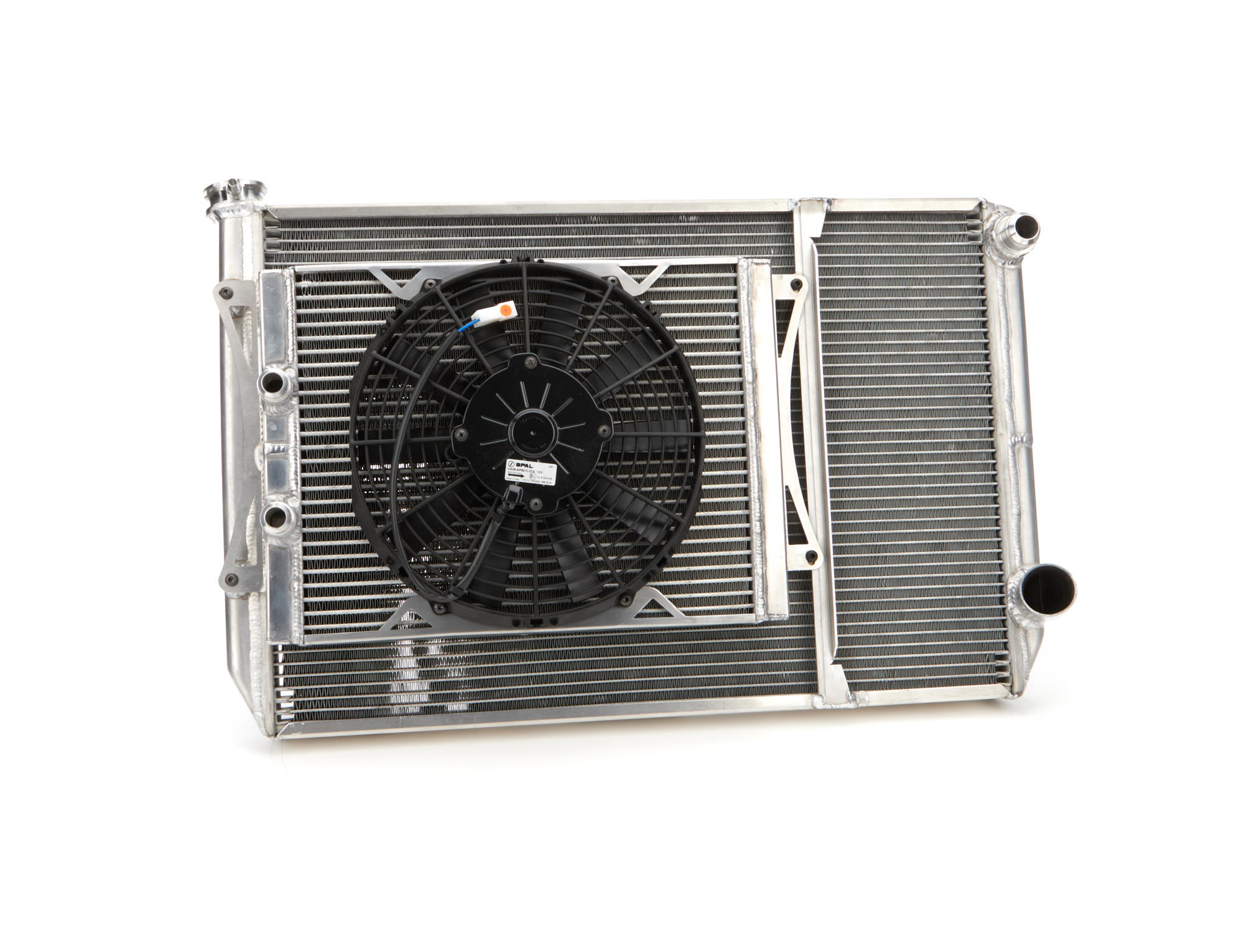 FLUIDYNE PERFORMANCE Radiator Dbl 29x18 W/Oil Cooler Fan w/ Fill Neck ...
