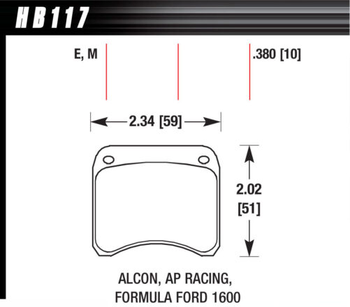 HAWK BRAKE BRAKE PAD AP RACING REAR CALIPER BLUE 9012 HB117E.380