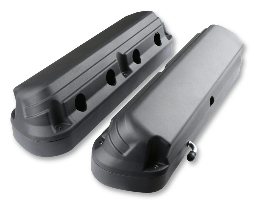 HOLLEY 2-Piece Alm Valve Cover Set GM LS Black Finish 241-187