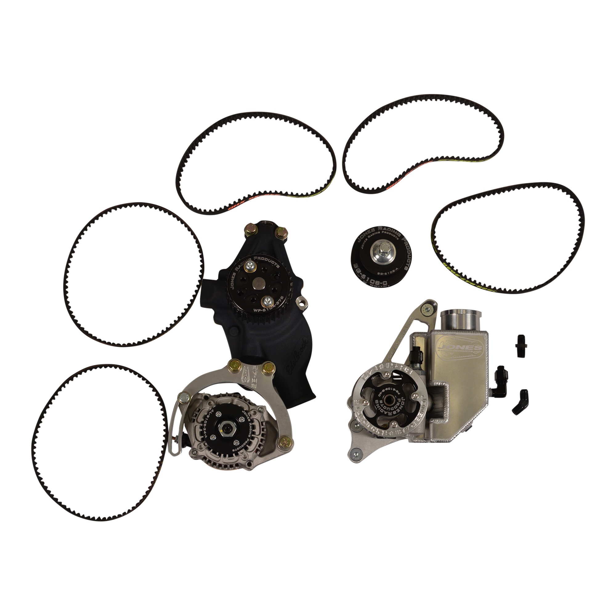 JONES RACING PRODUCTS Belt Drive System SBC 604 Crate HTD Aluminum 2441 ...