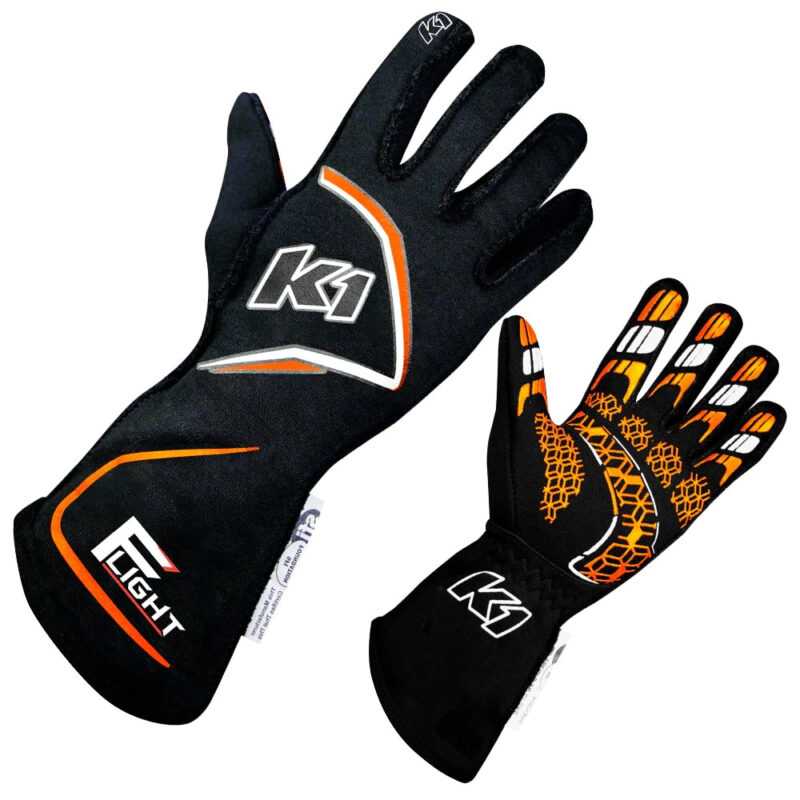 K1 RACEGEAR Gloves Flight X-Large Black-Flo Orange 23-FLT-NFO-XL