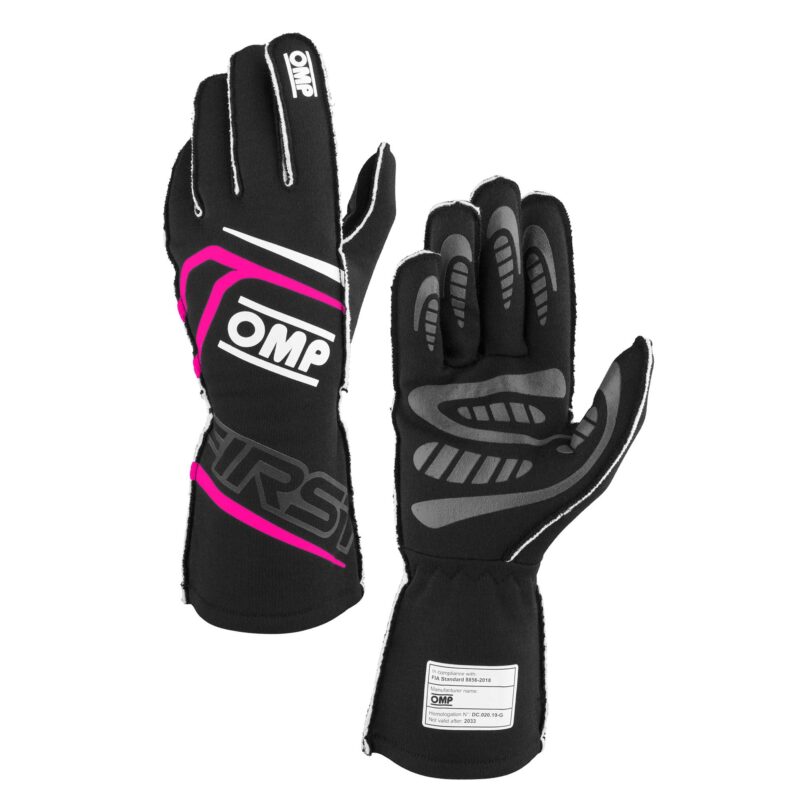 OMP RACING, INC. FIRST GLOVES FIA 8856-20 18 MY2025 BLACK / FUCHSI IB0 ...