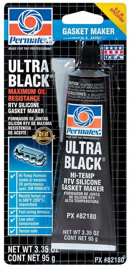 PERMATEX Ultra Black Gasket Maker 3.35 oz Carded Tube 82180