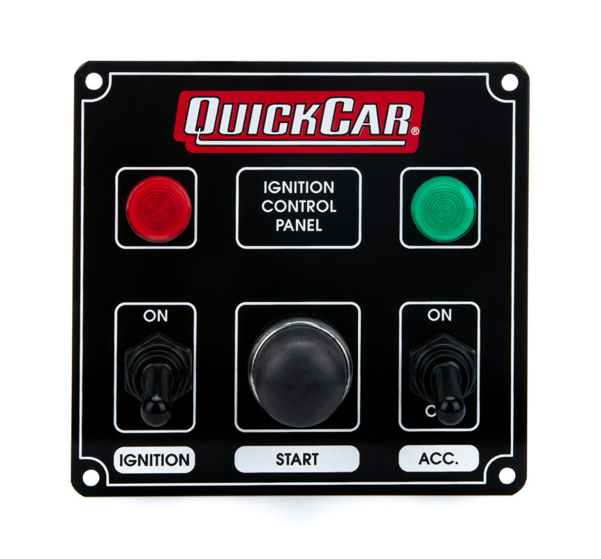QUICKCAR RACING PRODUCTS Ignition Panel Black w/ 1 Acc. & Lights 50-822