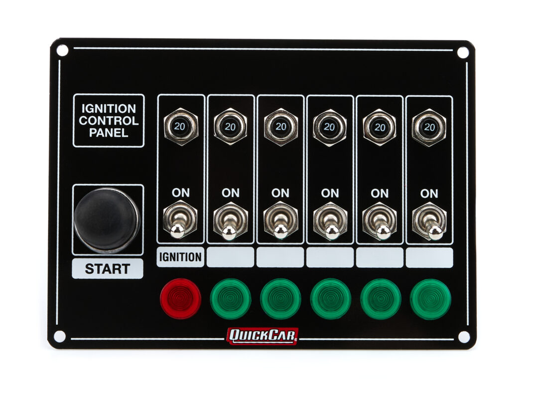 QUICKCAR RACING PRODUCTS Ignition Panel w/Start But. 5 Acc. Circut Brkr ...