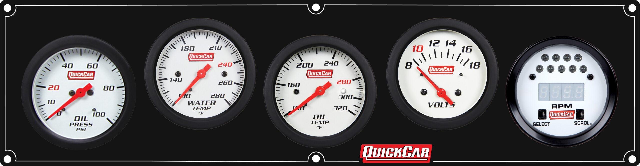 QUICKCAR RACING PRODUCTS Extreme 4-1 Panel w/Tach OP/WT/OT/VT Black 61-7057