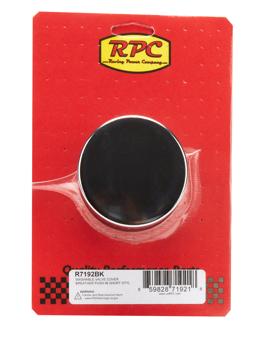 RACING POWER CO-PACKAGED Valve Cover Breather Push In Short Black Each ...