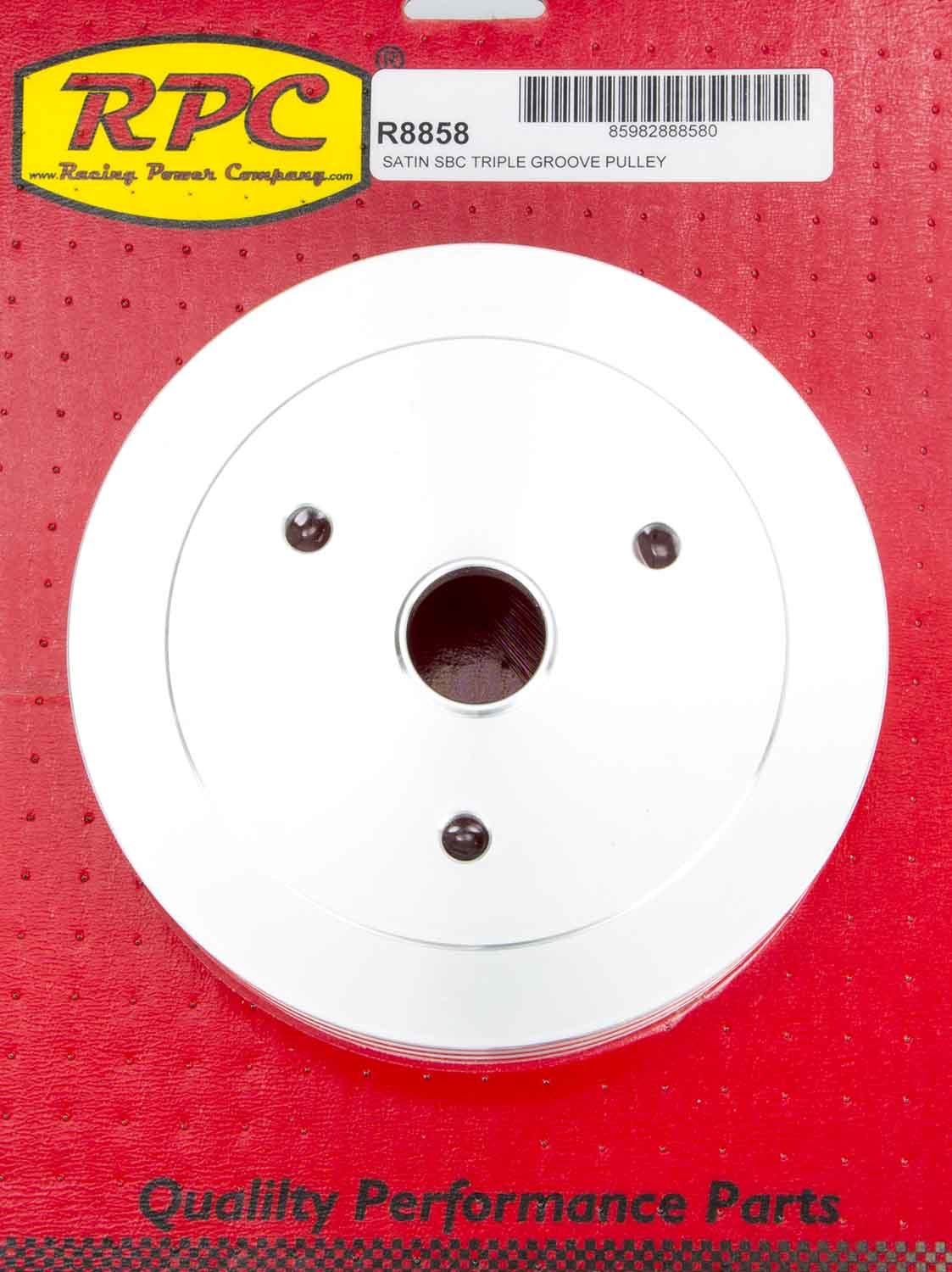 RACING POWER CO-PACKAGED SBC Triple Groove Lower Pulley SWP Satin R8858