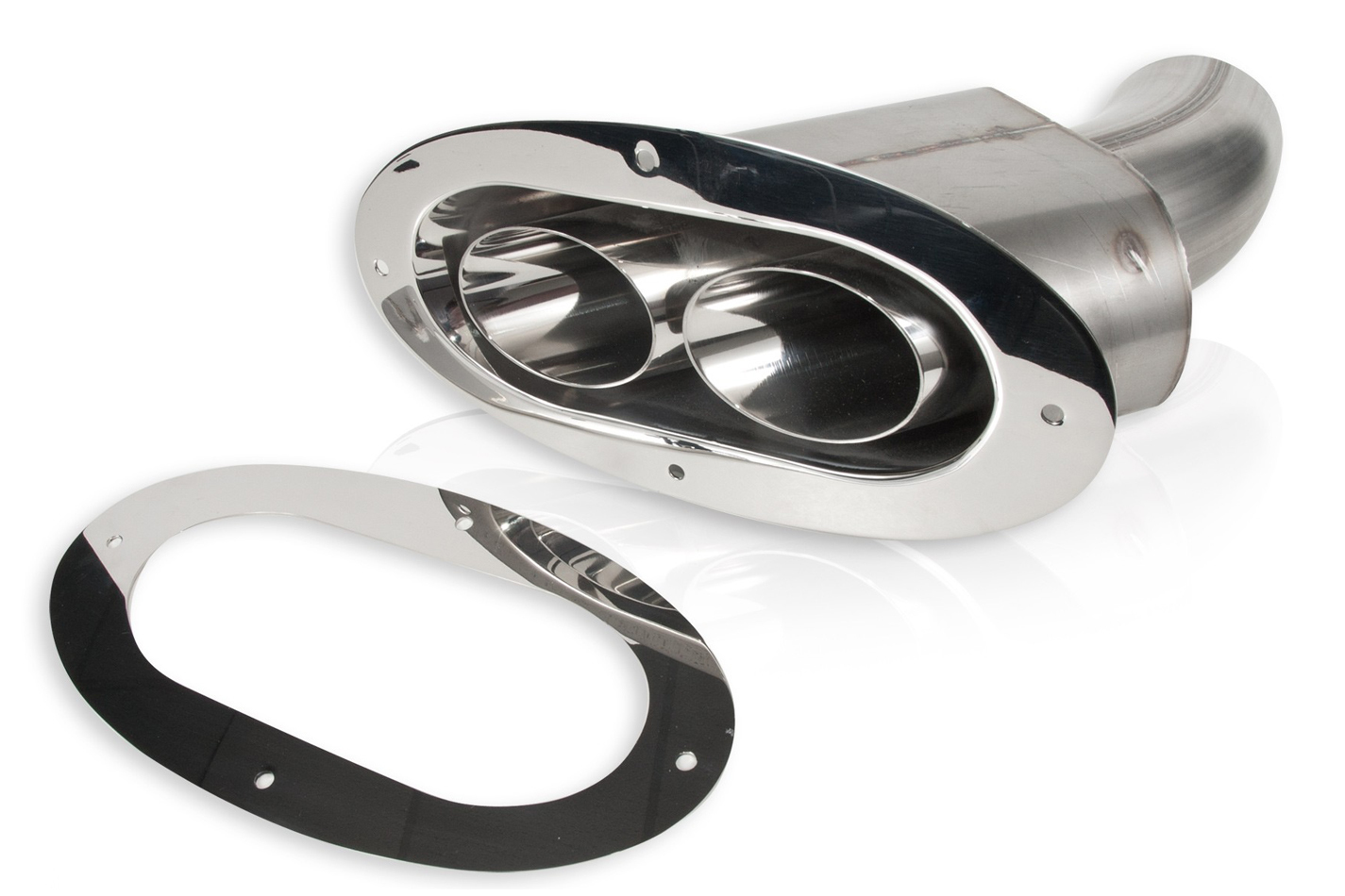 STAINLESS WORKS Through body Exhaust Tip Angled-Oval 3in Inlet ST2815