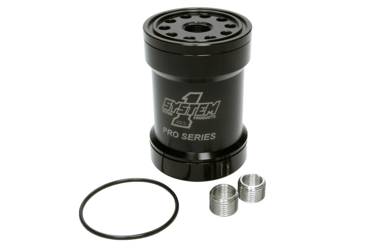 SYSTEM ONE Billet Oil Filter w/Blt Cap 75 Micron - Black 209-571BPS