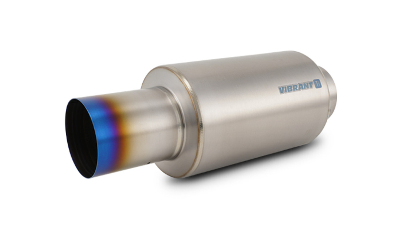 VIBRANT PERFORMANCE Muffler with Straight Cu t Burnt Tip 4in Inlet 17566