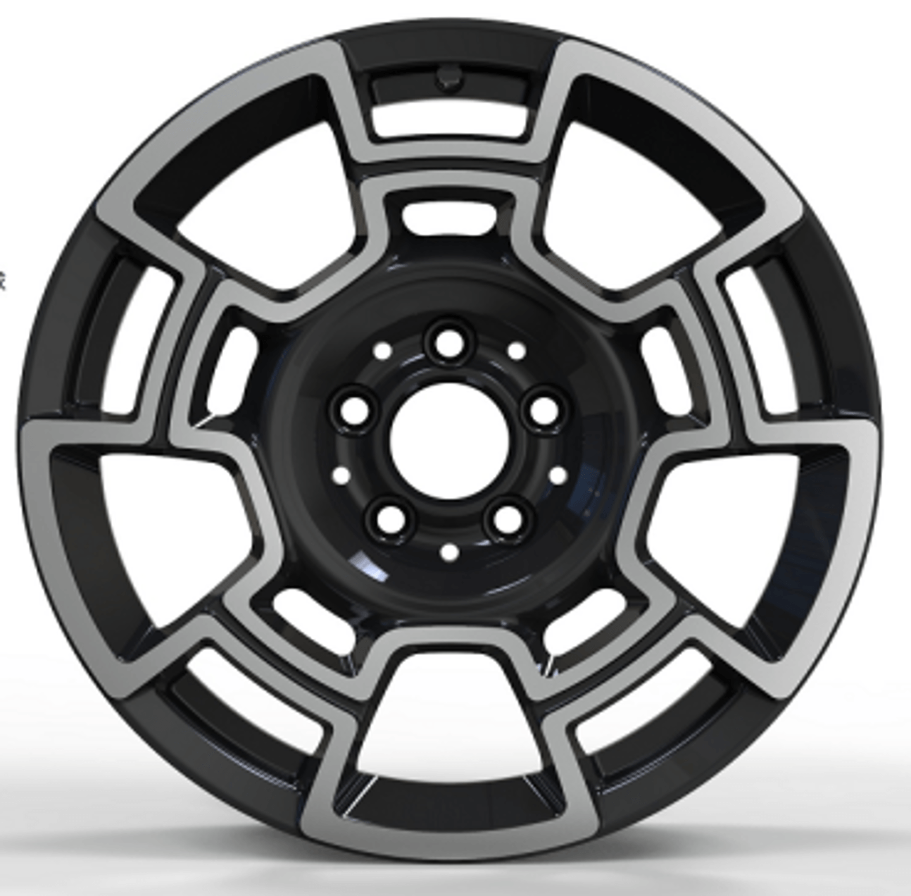 19X8.5 WF Aftermarket Wheel ML0082-6 Black Machine Face 5X114.3/67.1 ...