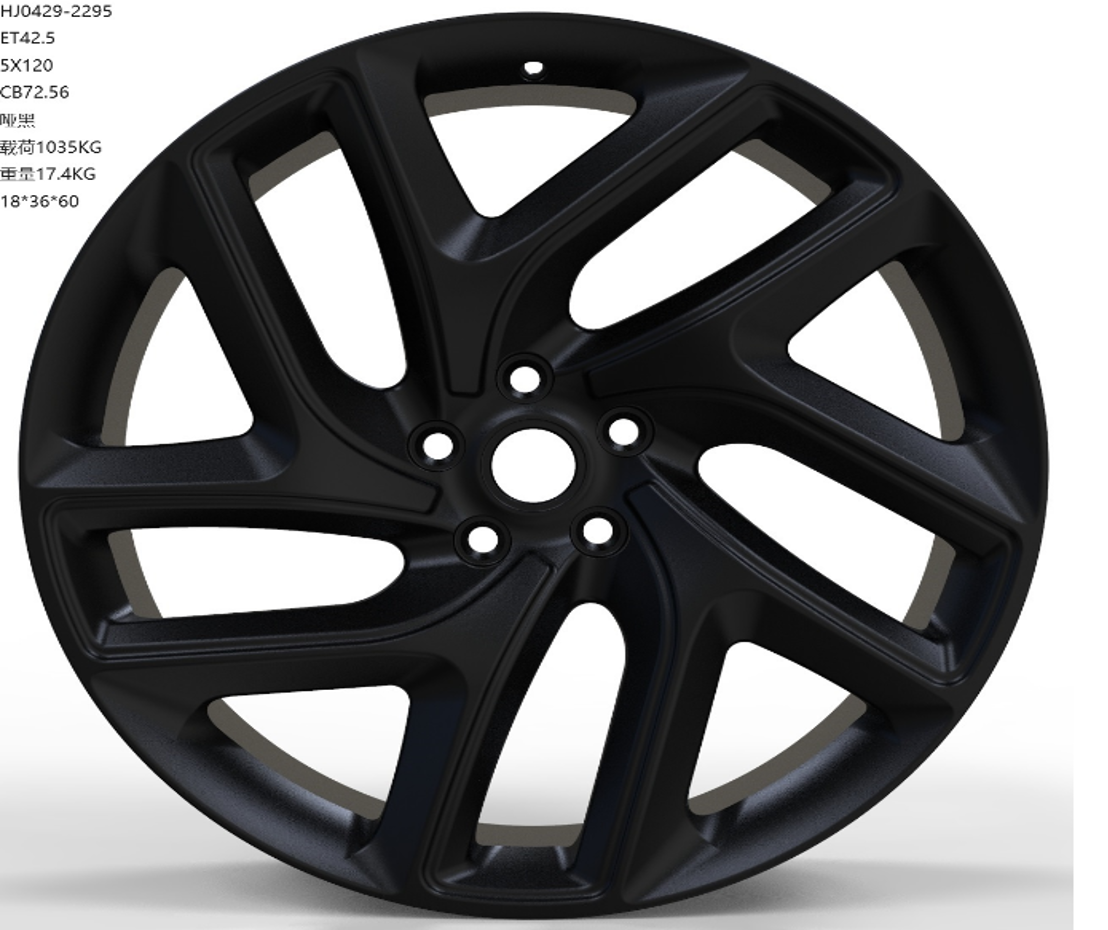 22X9.5 WF Aftermarket Wheel ML0429 Matt Black 5X120/72.56, ET 42.5 mm
