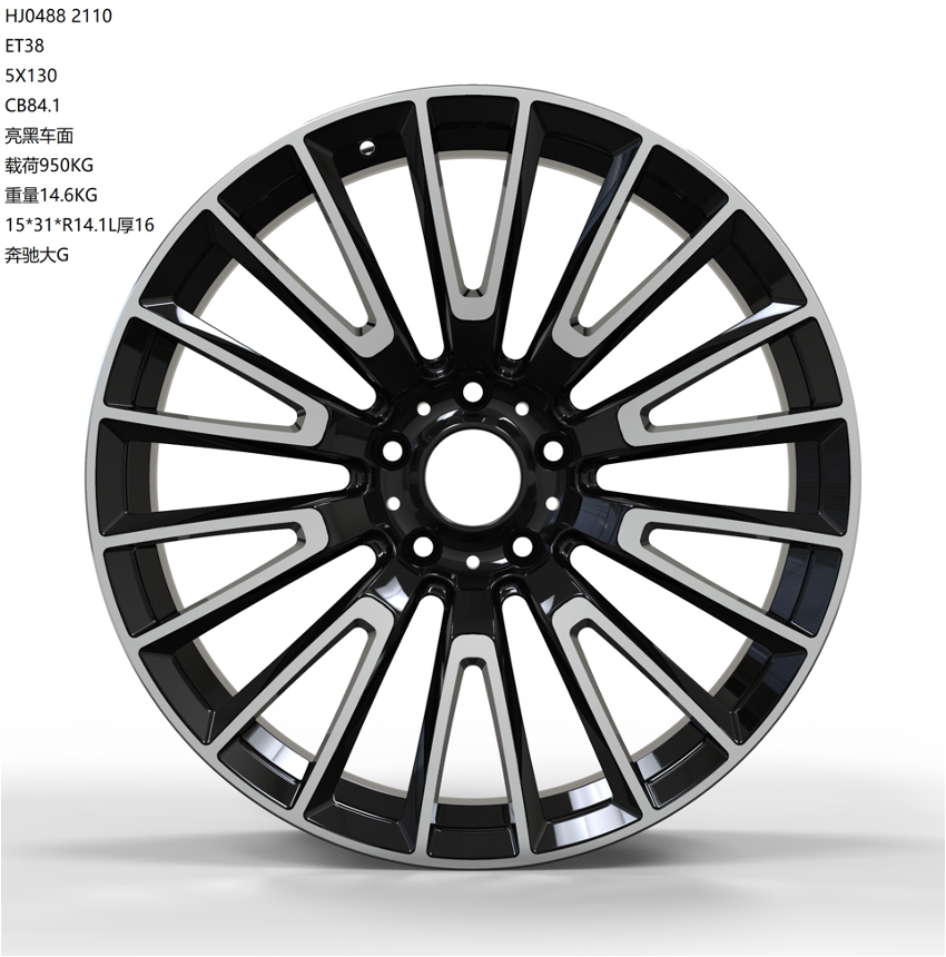 20X9.5 WF Aftermarket Wheel ML0488 Black Machine Face 5X130/84.1, ET 40 mm