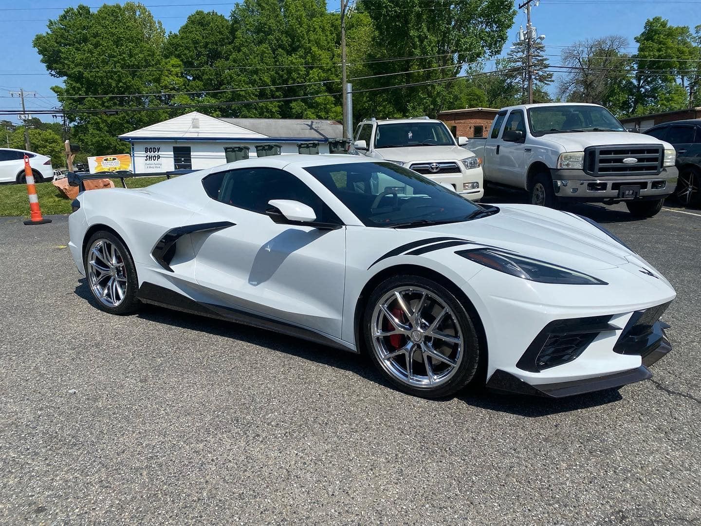 Chevrolet Corvette C8 Stingray White with Polished BBS CI-R