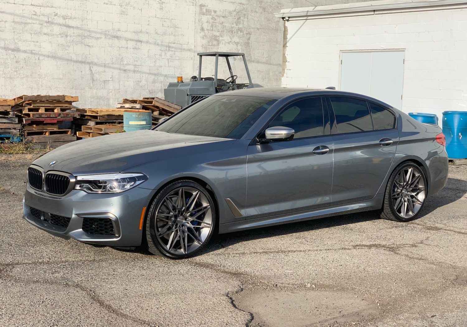BMW 5 Series M550i G30 Grey with Forgeline MT1 Aftermarket Wheels ...