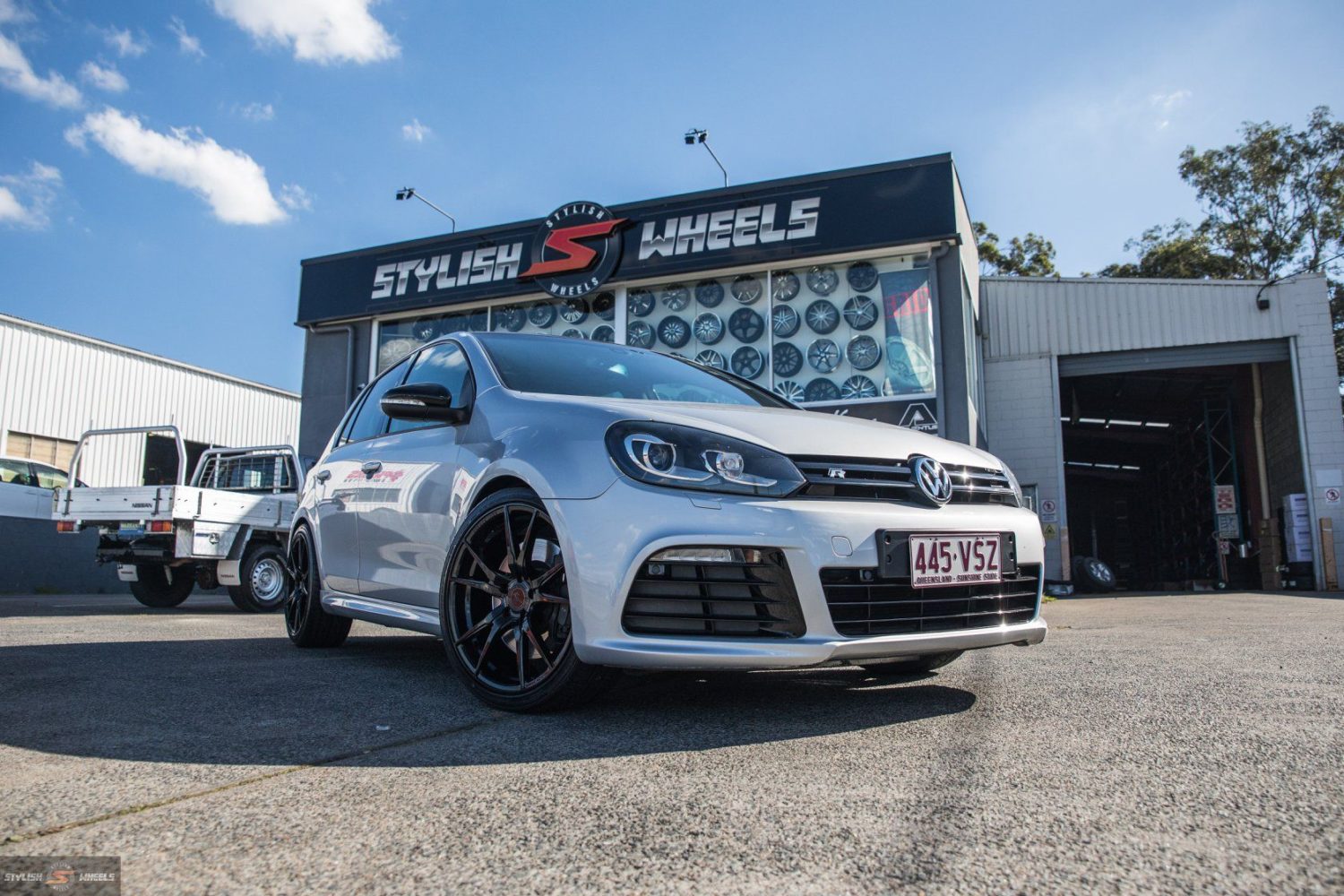 Volkswagen Golf R VI Silver with Gloss Black Koya SF06 Aftermarket ...