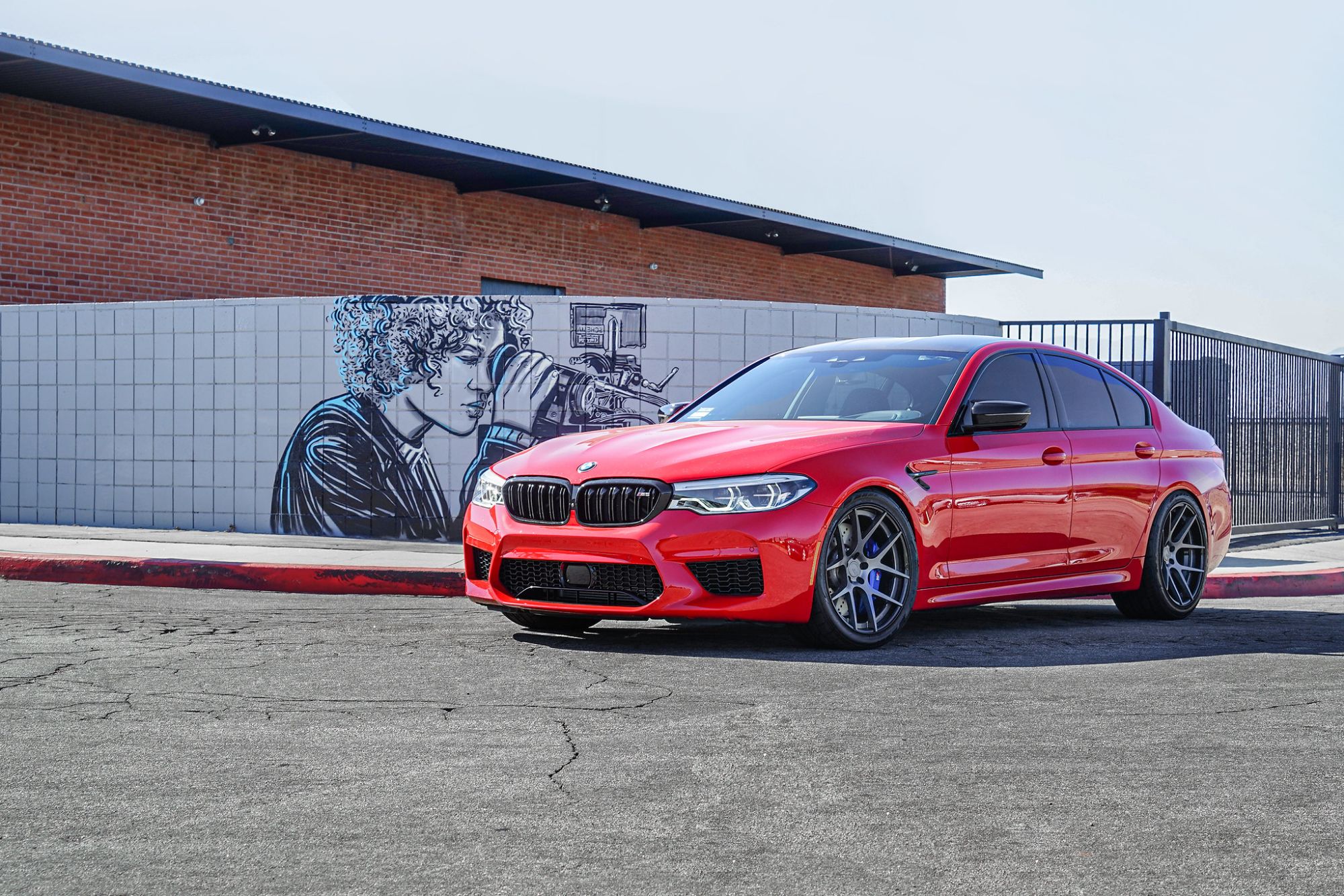 BMW M5 F90 Red on BC Forged HB05 Aftermarket Wheels