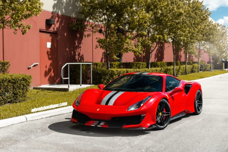 Ferrari 488 Pista Red with HRE P107SC Aftermarket Wheels | Wheel Front
