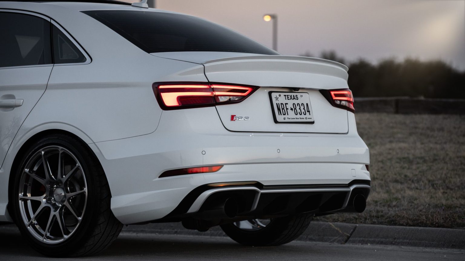 Audi RS3 8V Sedan White Forgeline GA1R Open Lug | Wheel Front