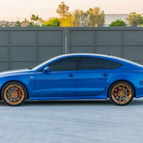 Audi RS7 C7 Blue with Variant SLT 2-piece Aftermarket Wheels | Wheel Front