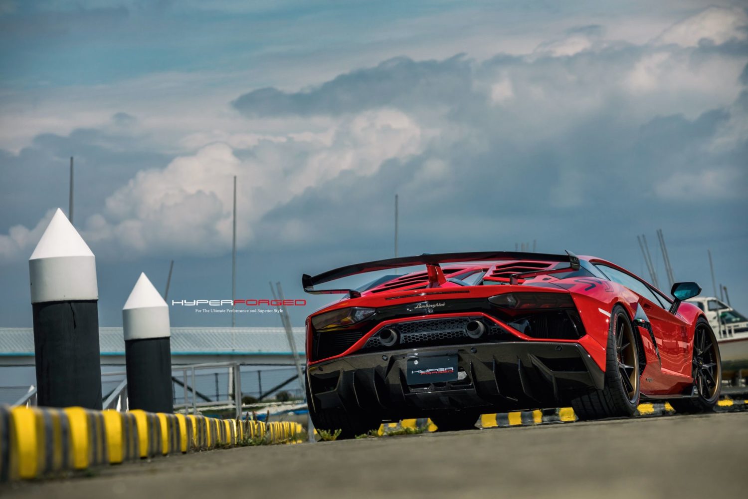 Lamborghini Aventador SVJ Red with HyperForged LC5 Aftermarket Wheels ...