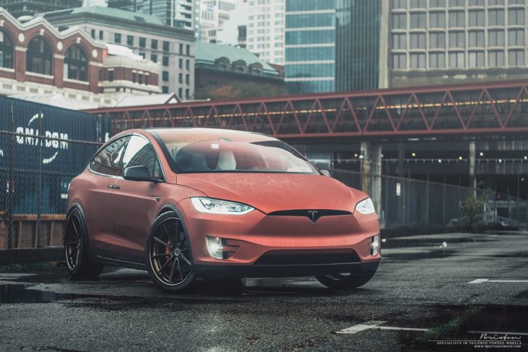 Tesla Model X Red Brixton Forged WR3 Targa | Wheel Front