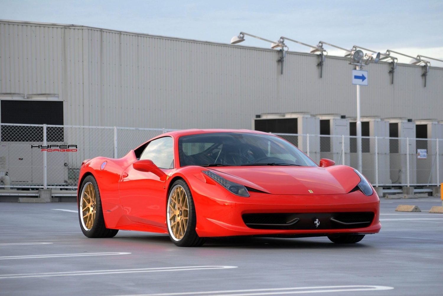 Ferrari 458 Italia Red with Gold HyperForged C7 Aftermarket Wheels ...
