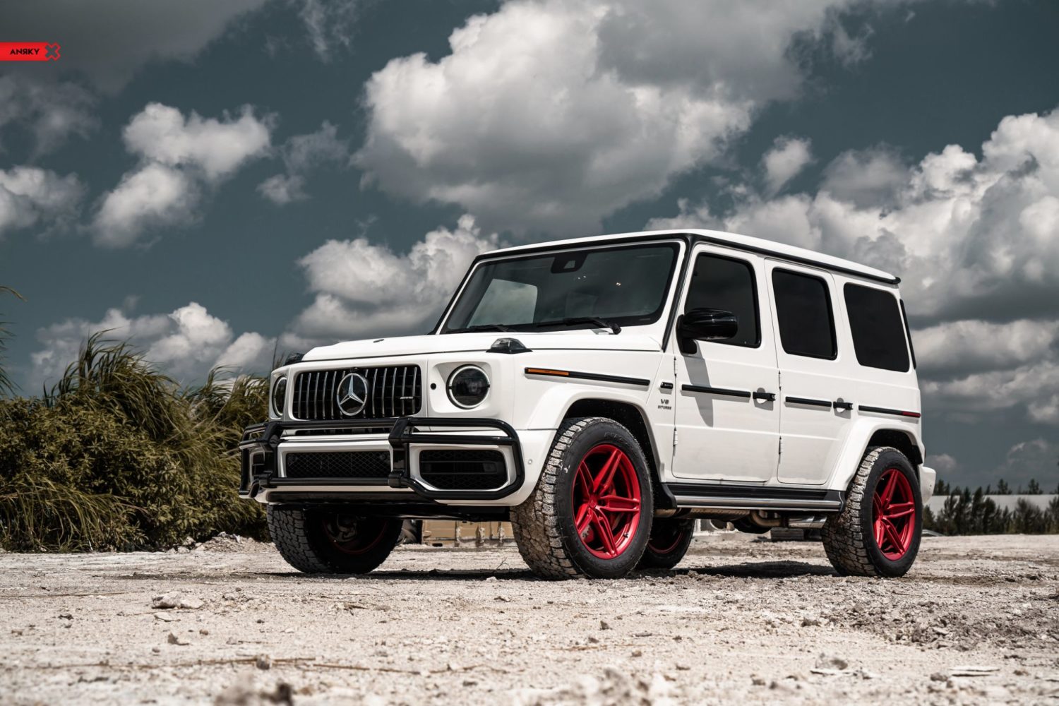 Mercedes-Benz G63 AMG White with ANRKY AN15 Aftermarket Wheels | Wheel ...
