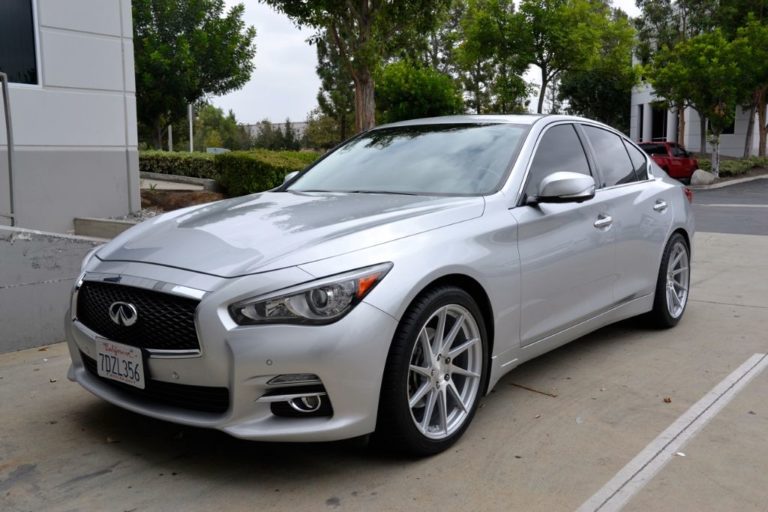 Infiniti Q50 Silver with Avant Garde M621 Aftermarket Wheels | Wheel Front