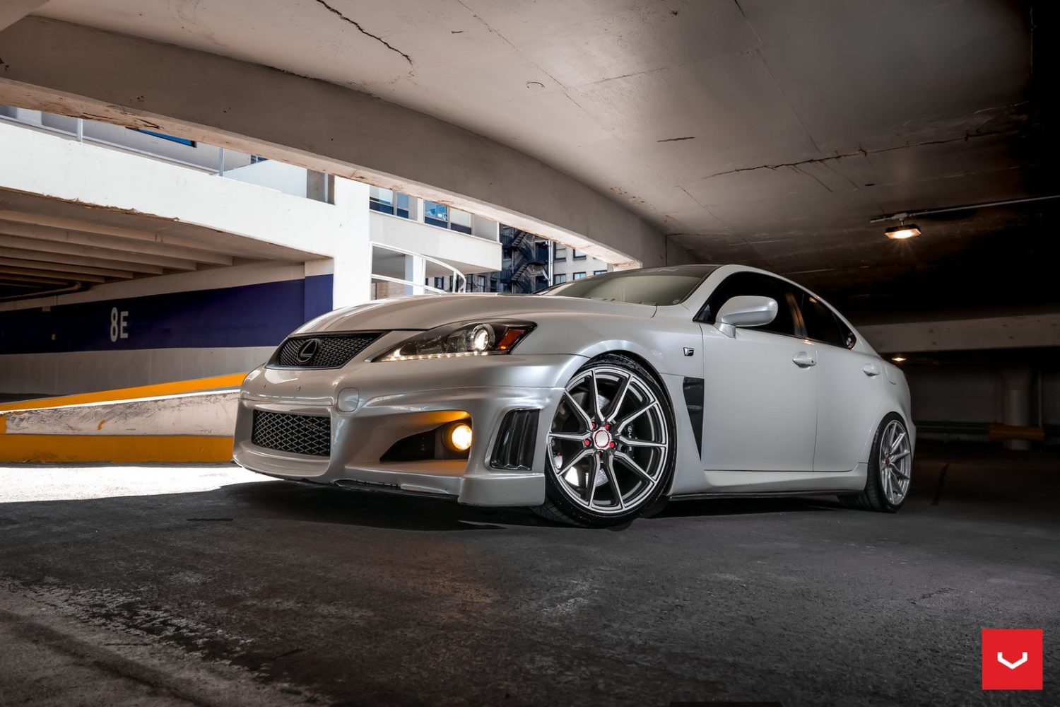 Lexus ISF White with Vossen HF-3 Aftermarket Wheels | Wheel Front