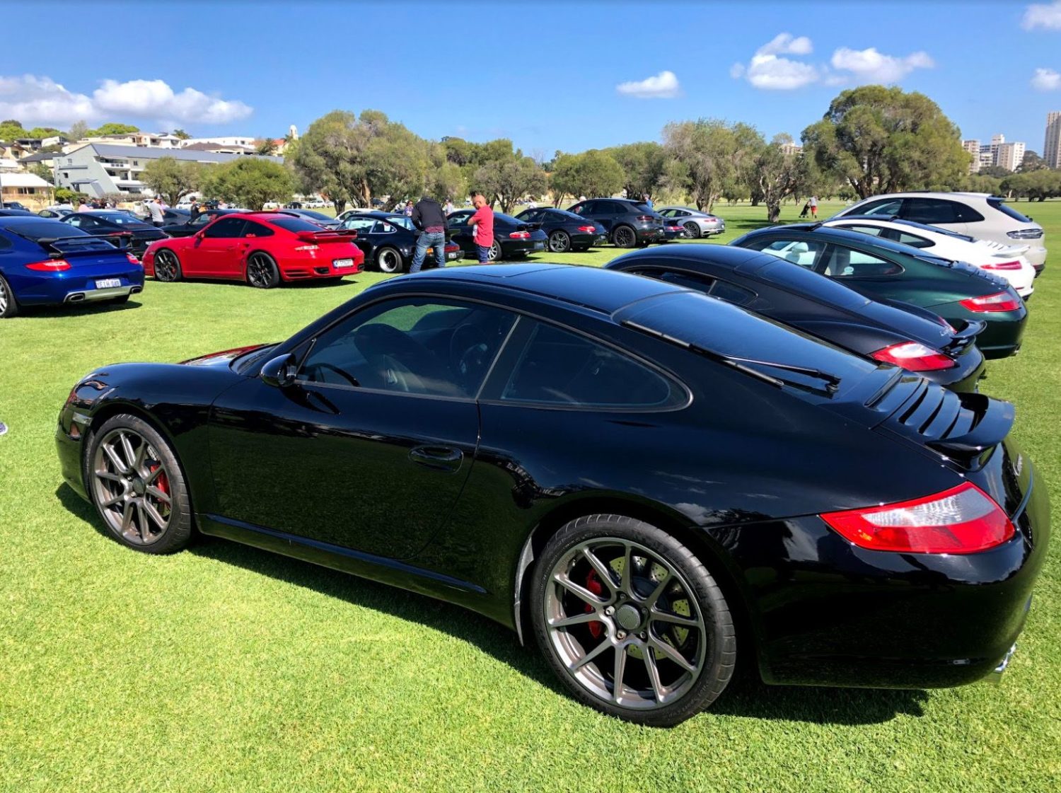 Porsche 911 Carrera 997 Black with Forgeline GA1R Open Lug Aftermarket ...