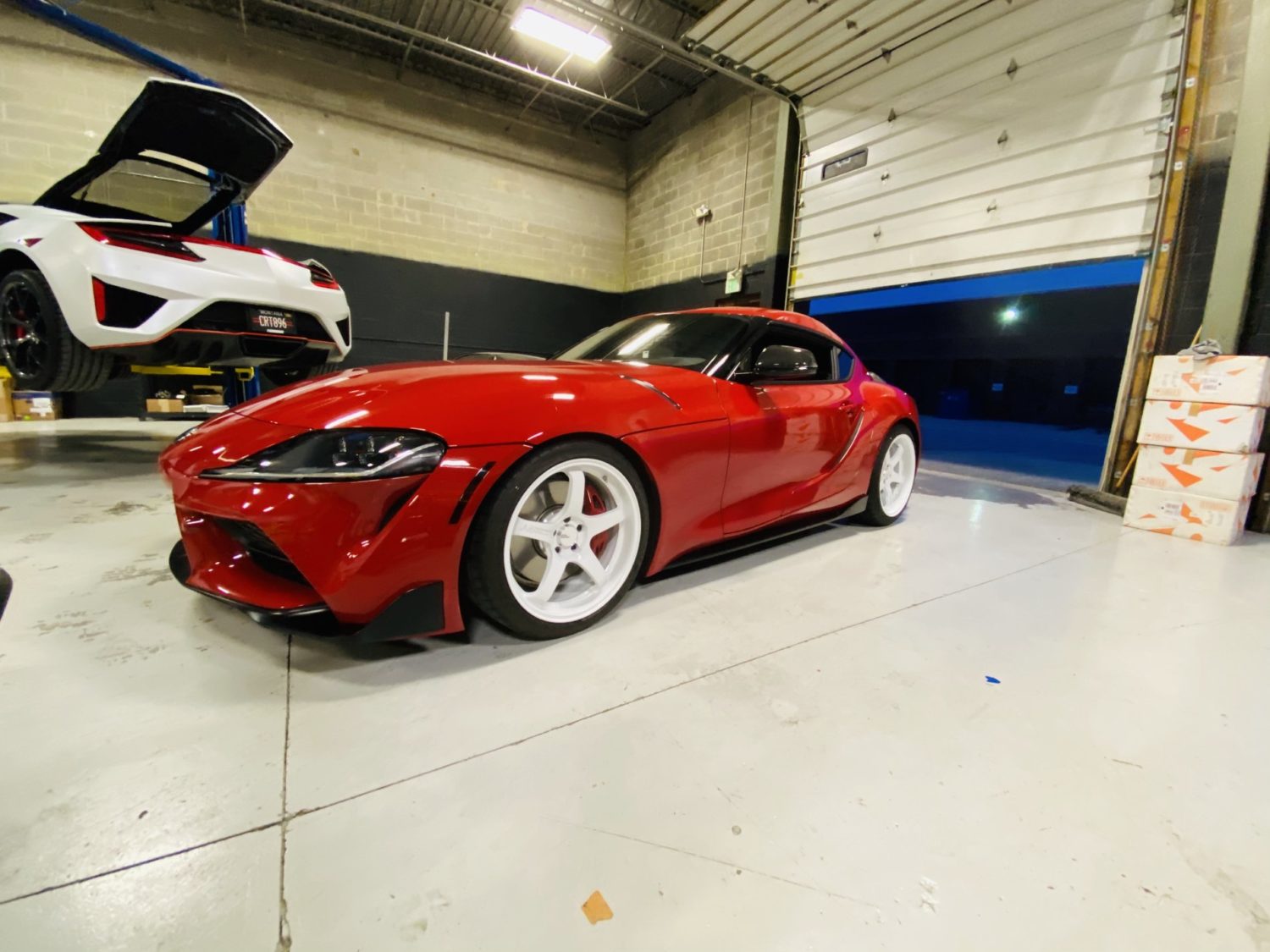Toyota Supra GR A90 Red with White Advan GT | Wheel Front