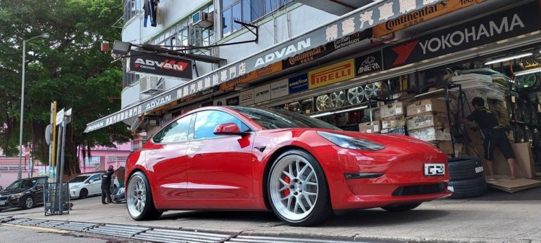 Tesla Model 3 Red BC Forged TD02 | Wheel Front