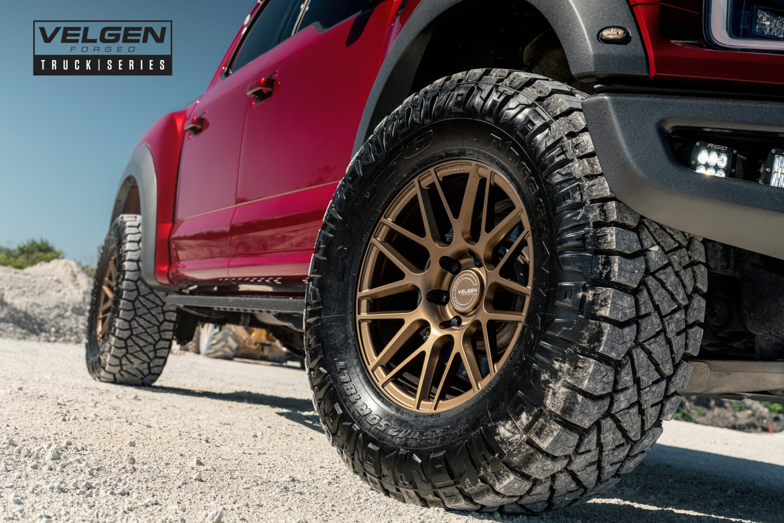 Ford F-150 Raptor Ruby Red with Bronze Velgen VFT9 | Wheel Front