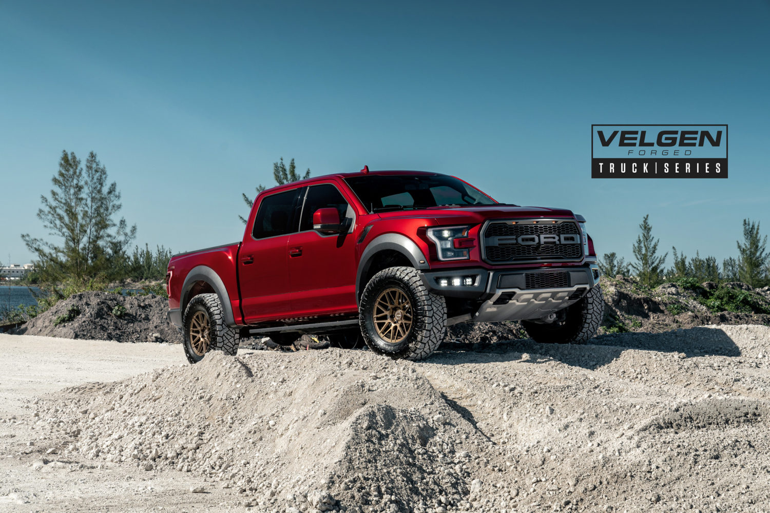 Ford F-150 Raptor Ruby Red with Bronze Velgen VFT9 | Wheel Front