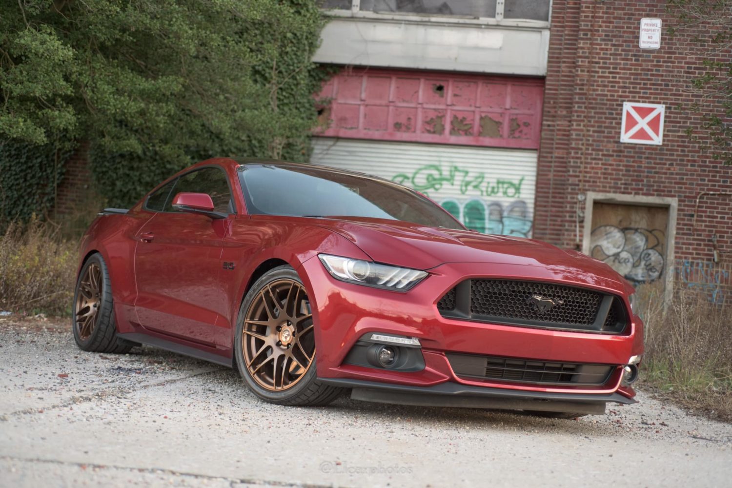 Ford Mustang GT S550 Ruby Red with Bronze Forgestar F14 | Wheel Front