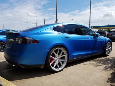 Tesla Model S Blue with Avant Garde M580 Aftermarket Wheels Wheel ...