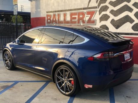 Tesla Model X Blue with Niche Misano M116 Aftermarket Wheels | Wheel Front