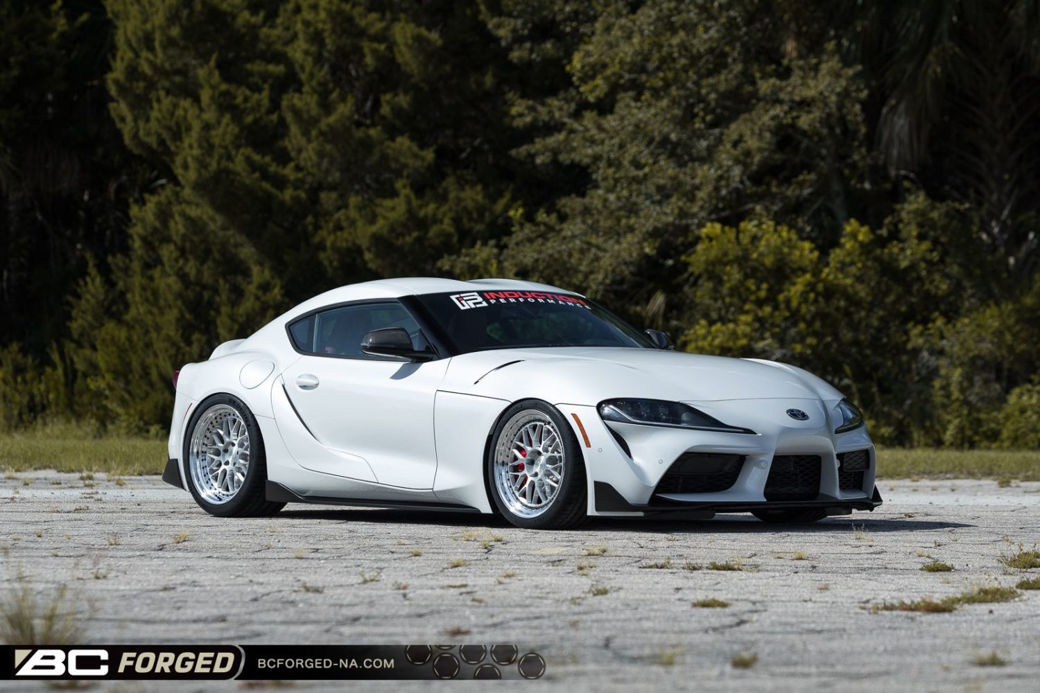 Toyota Supra GR White with BC Forged MLE81 Aftermarket Wheels | Wheel Front