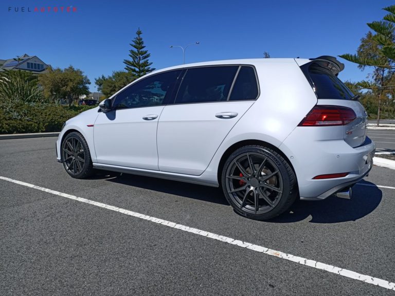 Volkswagen Golf GTI 7 White with TSW Sprint Aftermarket Wheels Wheel ...
